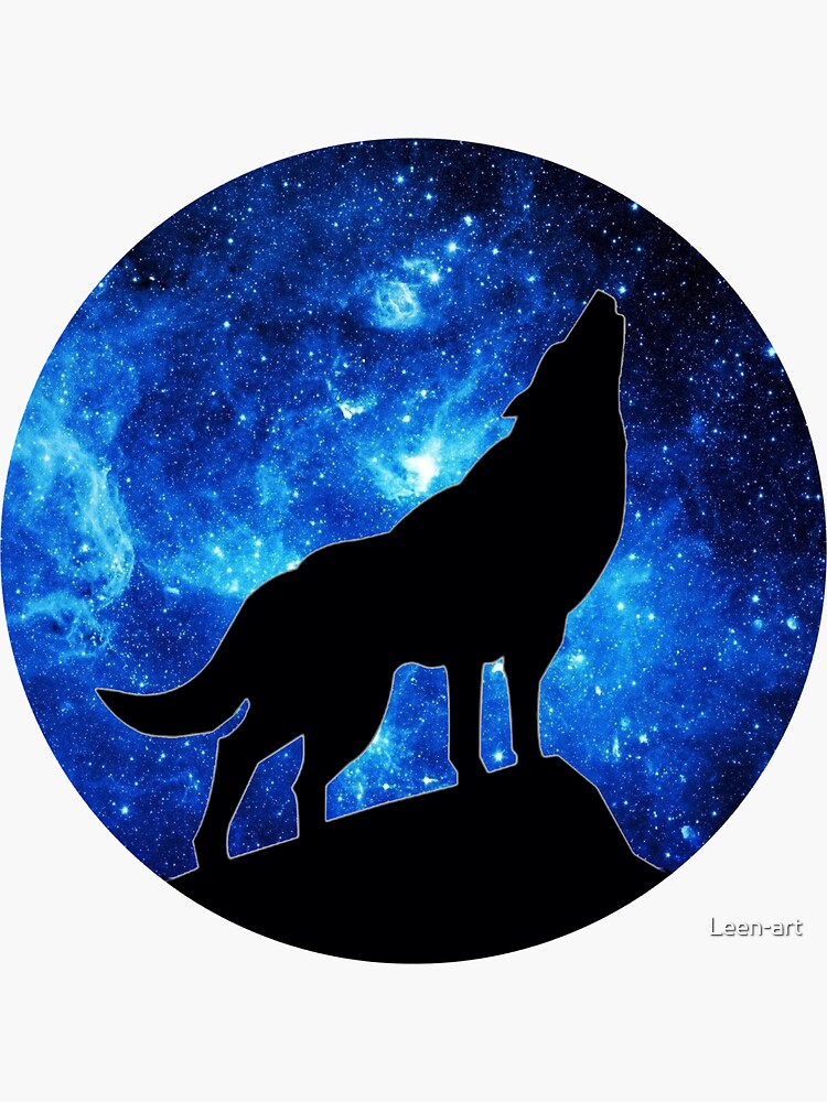"Galaxy Howling Wolf" Sticker for Sale by Leen-art | Redbubble