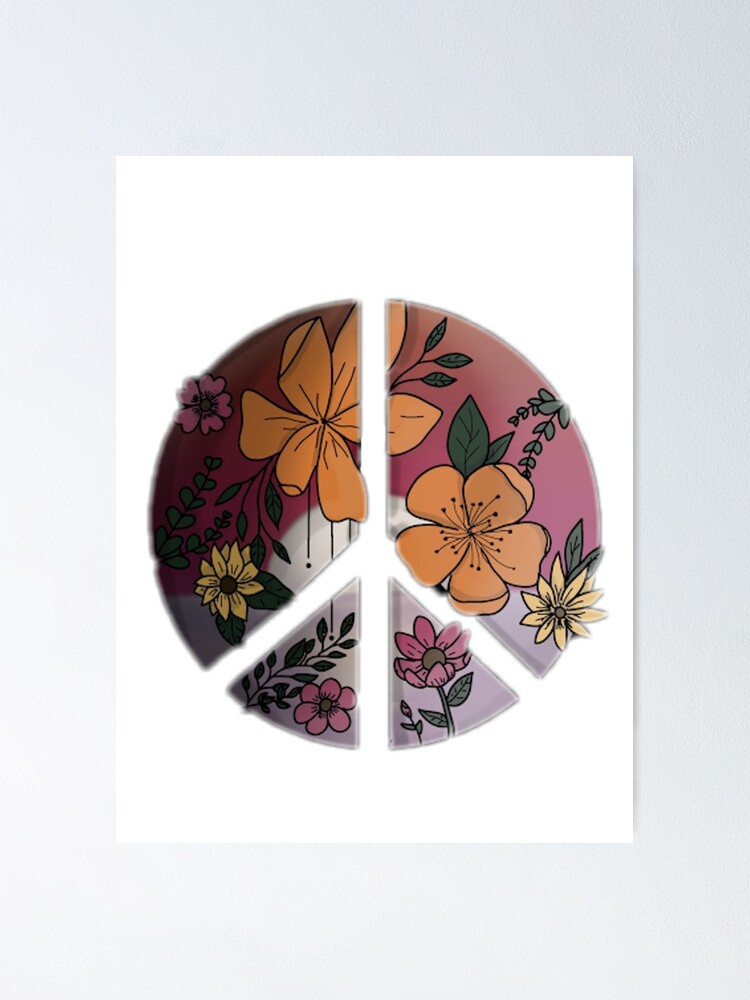 "Floral Sunset Peace Sign " Poster by TheGreatAkhila | Redbubble