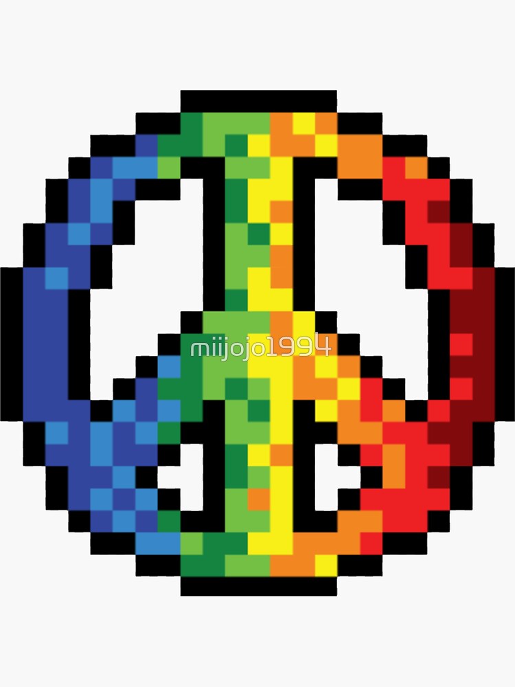 "Peace Sign Rainbow Colorful Pixel Art " Sticker by miijojo1994 | Redbubble