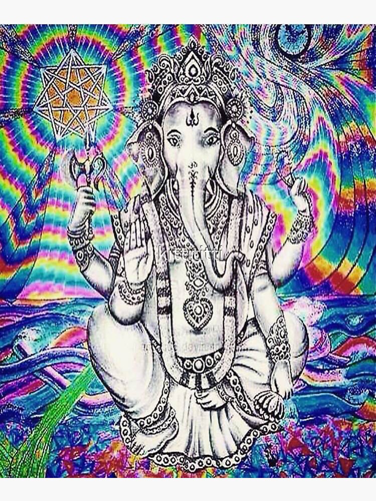 "Trippy Ganesh" Sticker by kittititti | Redbubble