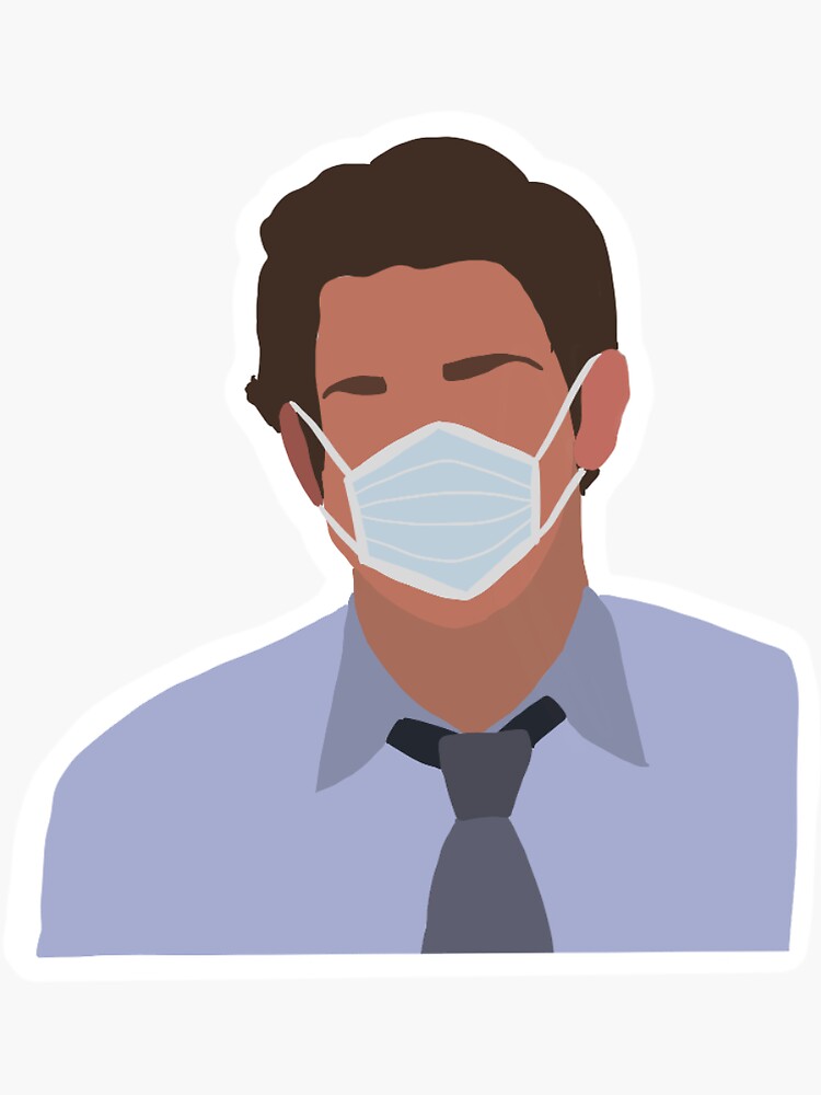 "Jim Halpert with a Mask" Sticker for Sale by sadiebea | Redbubble