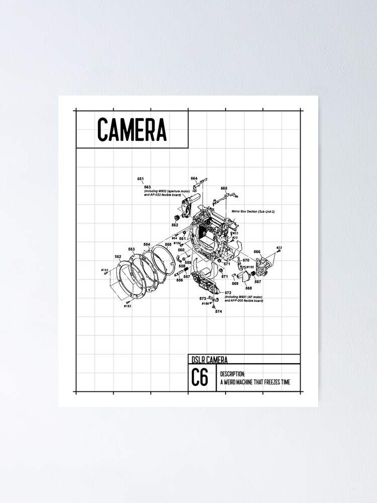 "DSLR Camera assembly blueprint sketch " Poster by fahim96 | Redbubble