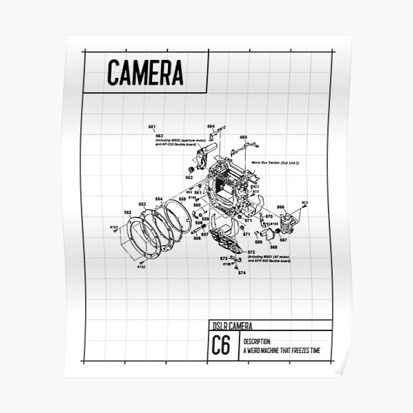"DSLR Camera assembly blueprint sketch " Poster by fahim96 | Redbubble