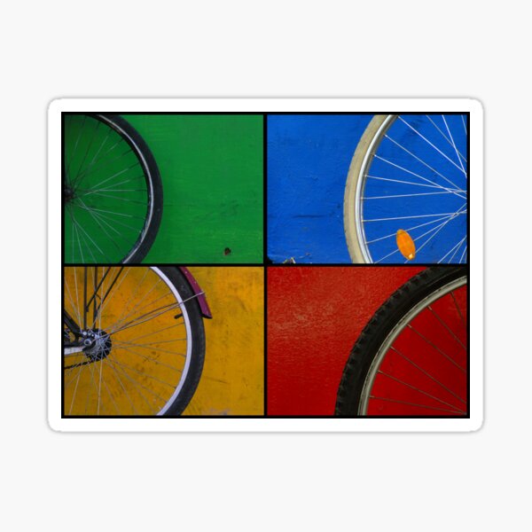 "Bike Wheels - Colourful collage" Sticker for Sale by TalBright | Redbubble