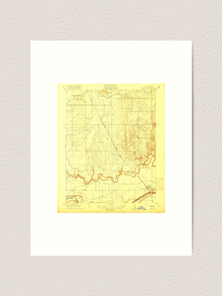 "Waterford, CA from 1916 Vintage Map - High Quality" Art Print for Sale ...