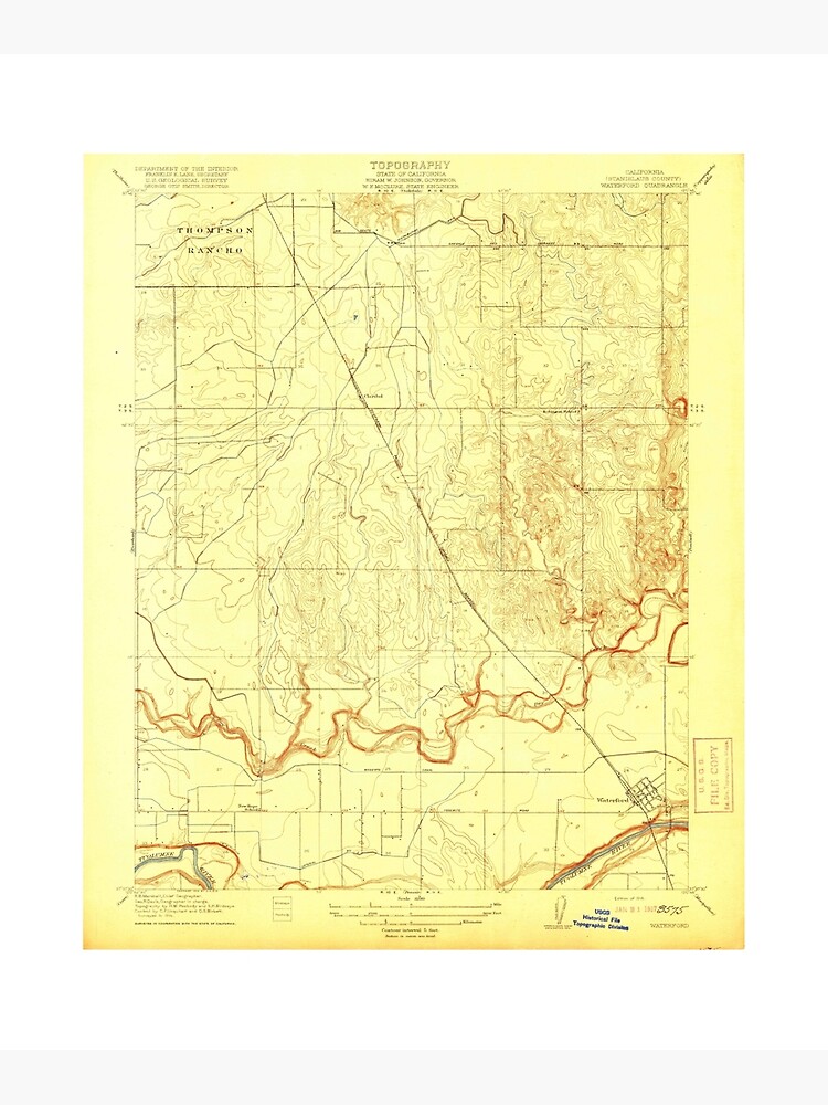 "Waterford, CA from 1916 Vintage Map - High Quality" Art Print for Sale ...