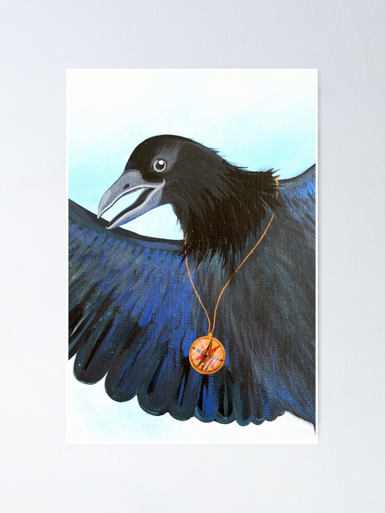 "the Messenger black crow with compass painting" Poster for Sale by ...