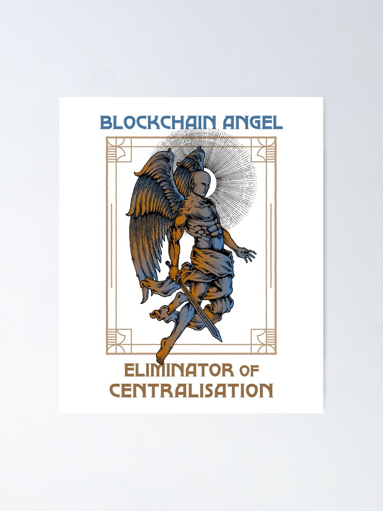 "Blockchain Angel Heraldry - Eliminator of Centralisation (white ...