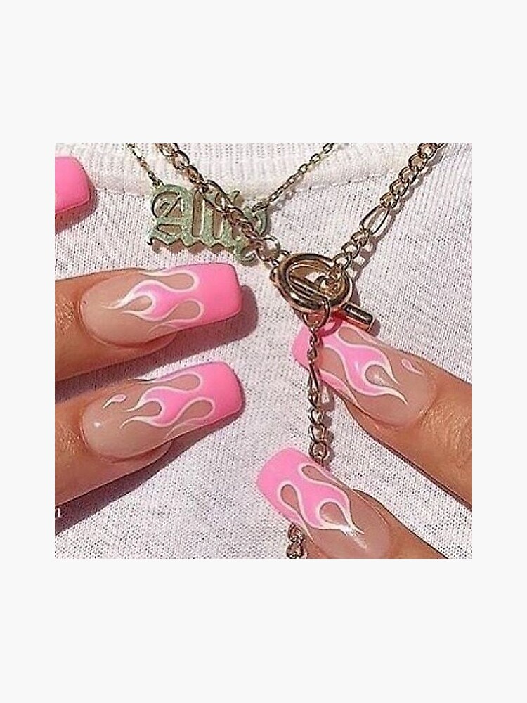 "y2k chains and flame acrylics" Sticker for Sale by jemimaken | Redbubble