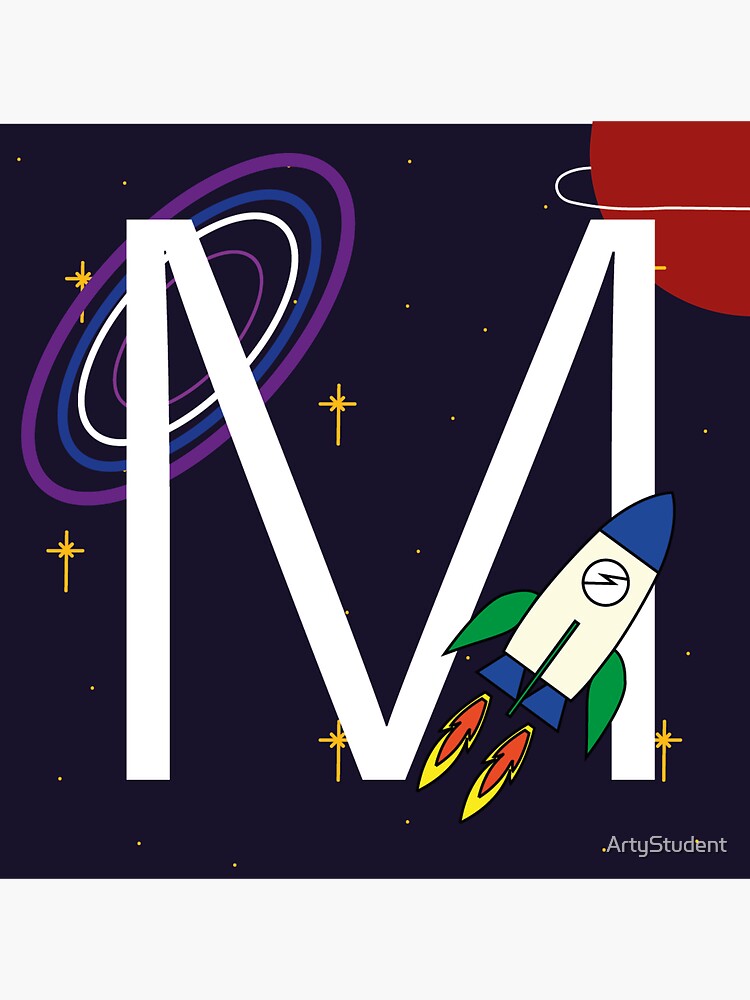 "Space Themed M" Sticker for Sale by ArtyStudent | Redbubble