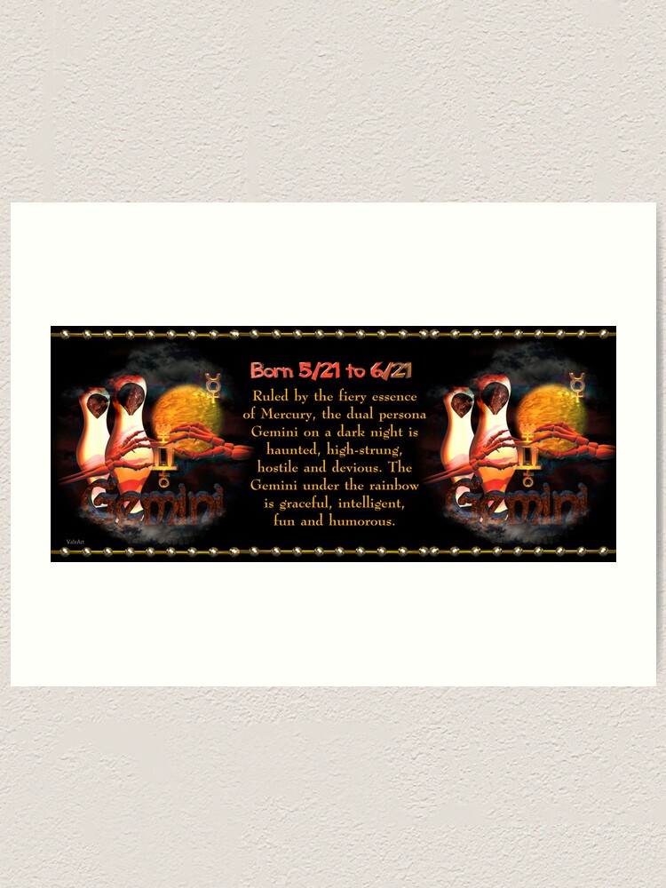 Lámina artística «Valxart Gothic Gemini zodiac astrology Born 5/21 to 6 ...