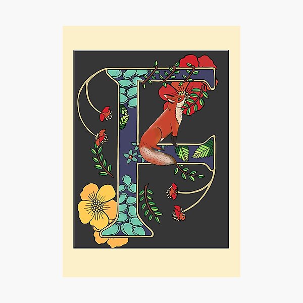 Lámina fotográfica «Letra F, Fox, letra del alfabeto animal de estilo ...