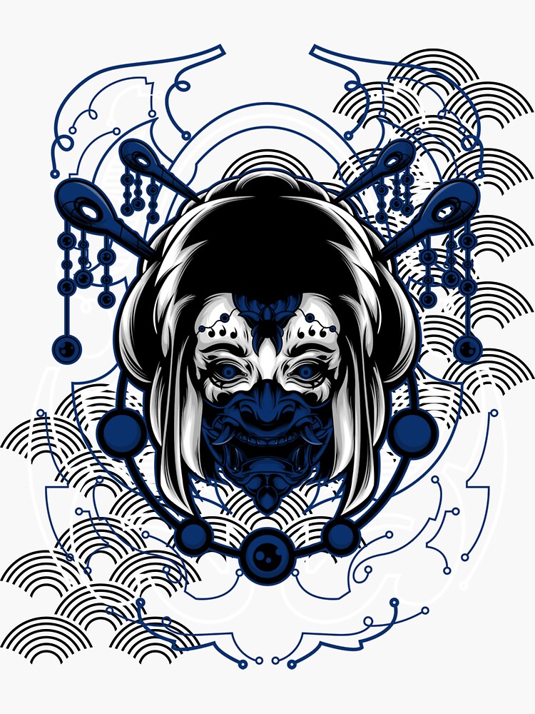 "geisha samurai hannya mask oni demon japan" Sticker for Sale by dazed ...