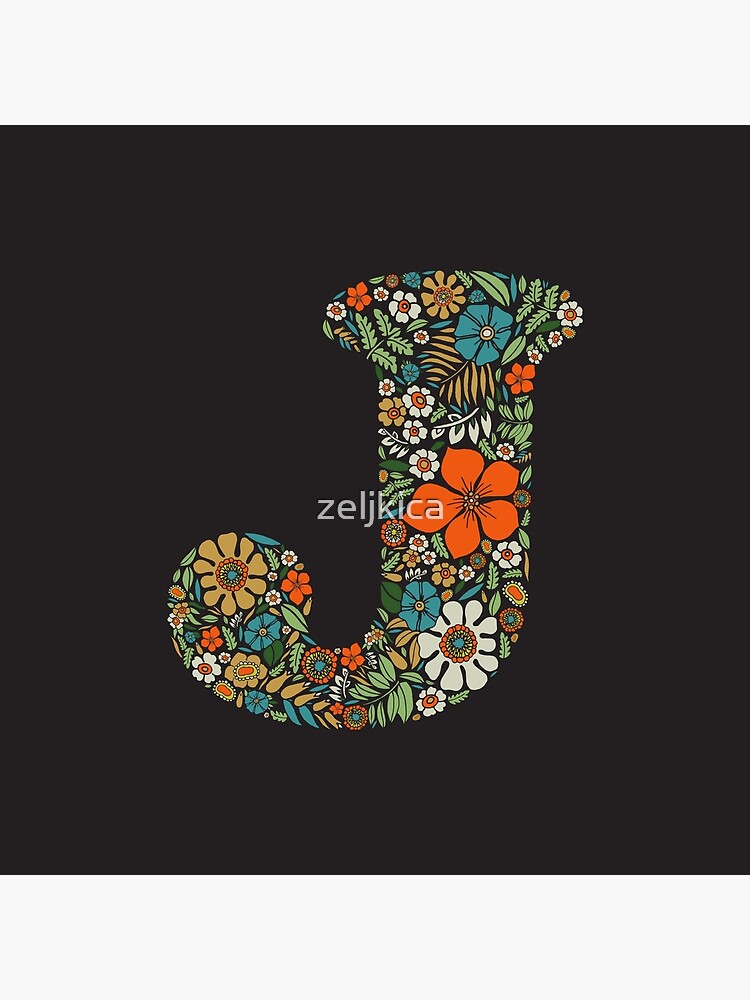 "Hippie Floral Letter J" Poster for Sale by zeljkica | Redbubble