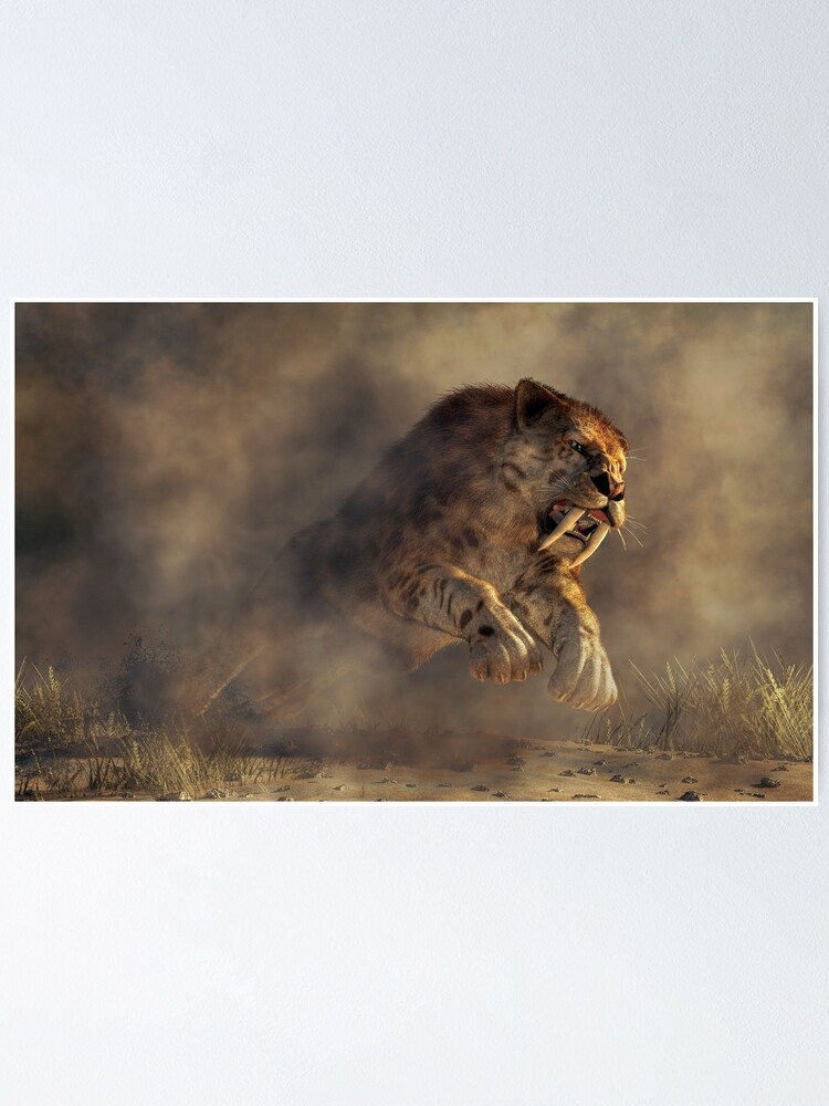 "Pouncing Saber Tooth" Poster for Sale by DanielEskridge | Redbubble