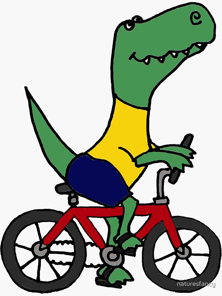 "Cute T-Rex Dinosaur Riding Red Bicycle" Sticker for Sale by ...