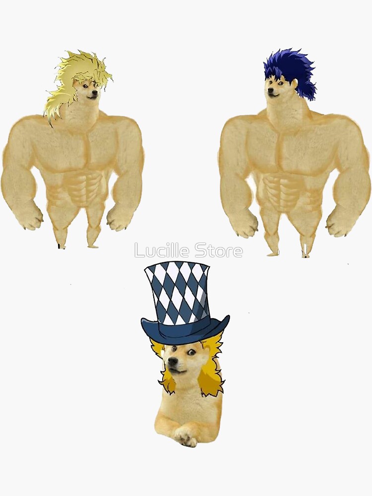 Pegatina «Swole Buff Jojo Doge VS Cheems Dank Meme Jojo Doge Camisetas ...