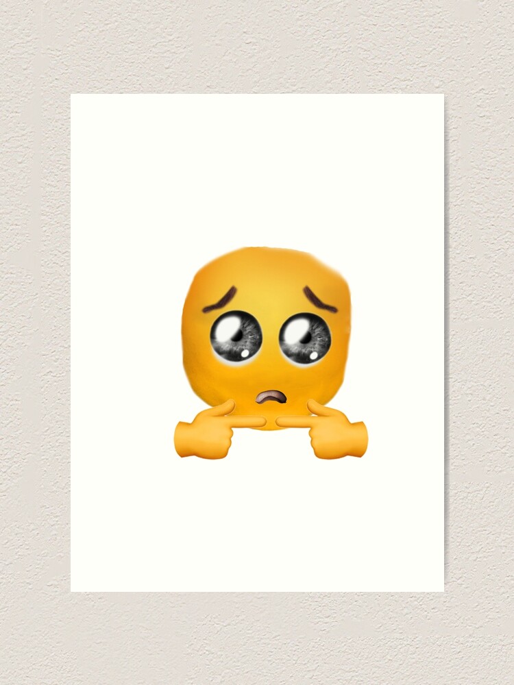 "cute pleading emoji face" Art Print by Catdogfatness | Redbubble