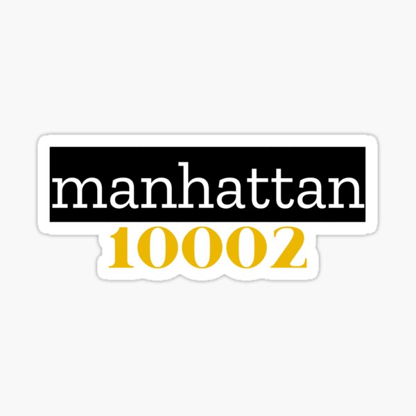 "manhattan 10002 zip code (yellow/black)" Sticker for Sale by ...