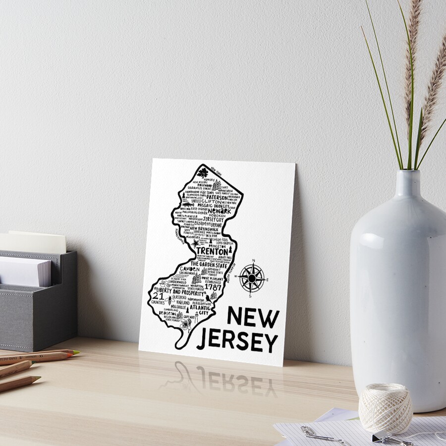 "New Jersey Map " Poster for Sale by fiberandgloss | Redbubble