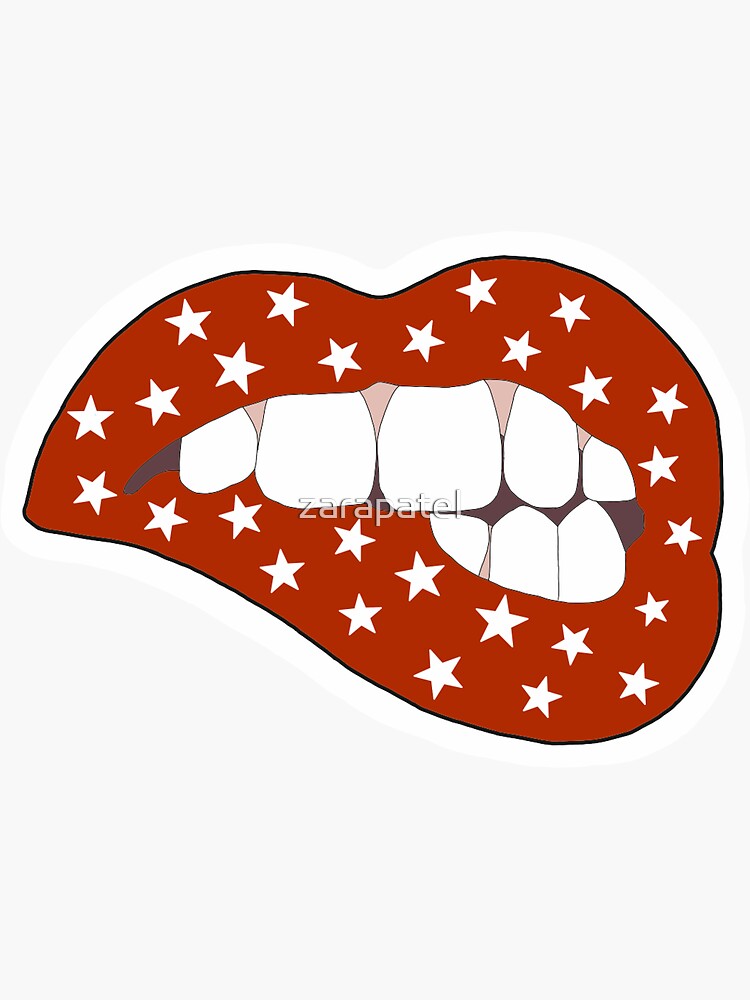"biting lip red " Sticker by zarapatel | Redbubble