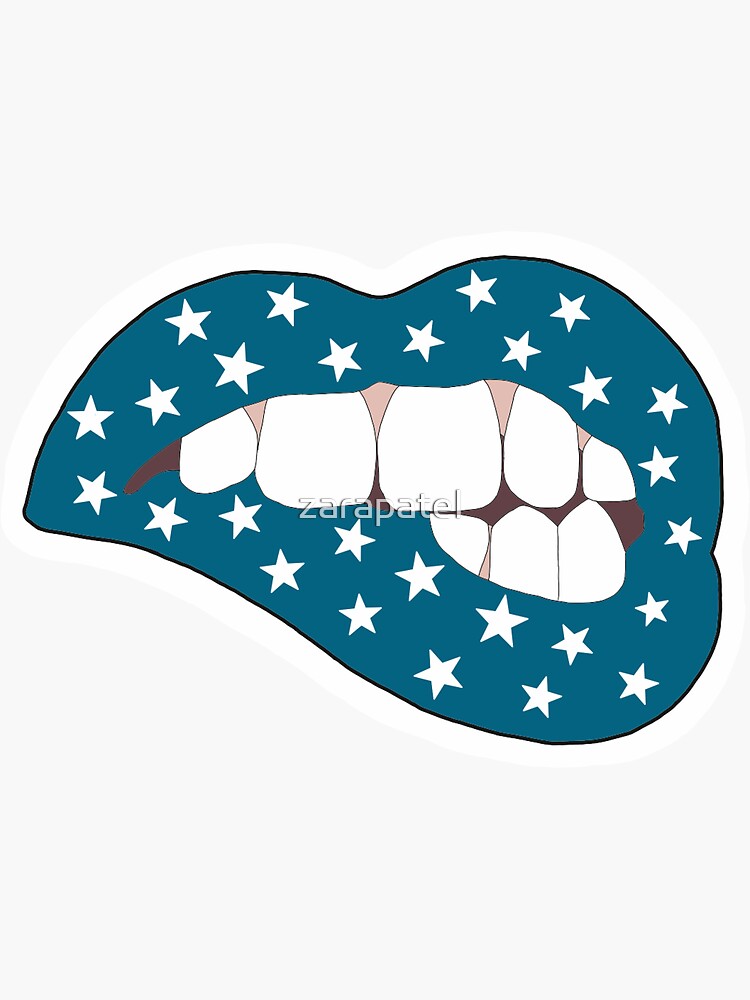 "biting lip dark blue " Sticker for Sale by zarapatel | Redbubble