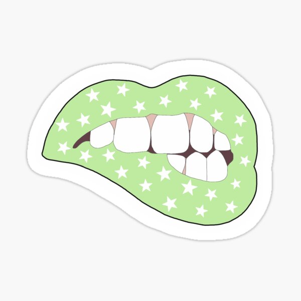 "biting lip green " Sticker for Sale by zarapatel | Redbubble