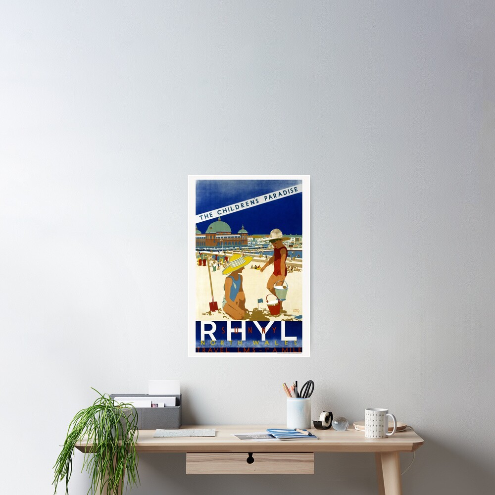 "Sunny Rhyl North Wales 1935 Vintage Poster" Poster by vintagetreasure ...