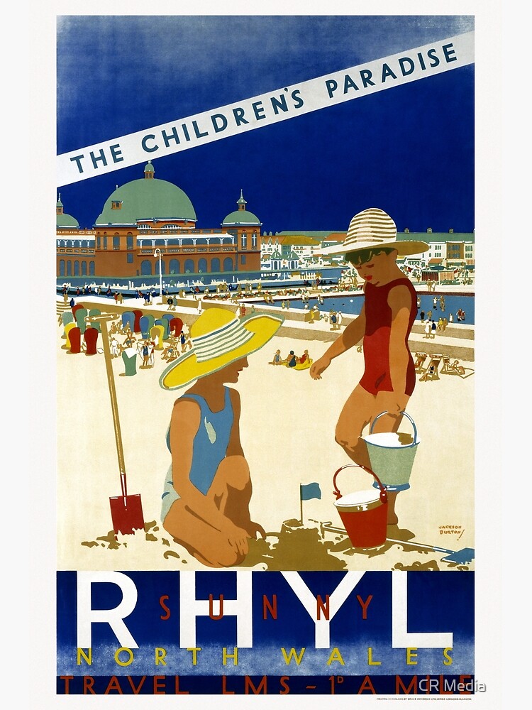 "Sunny Rhyl North Wales 1935 Vintage Poster" Poster by vintagetreasure ...
