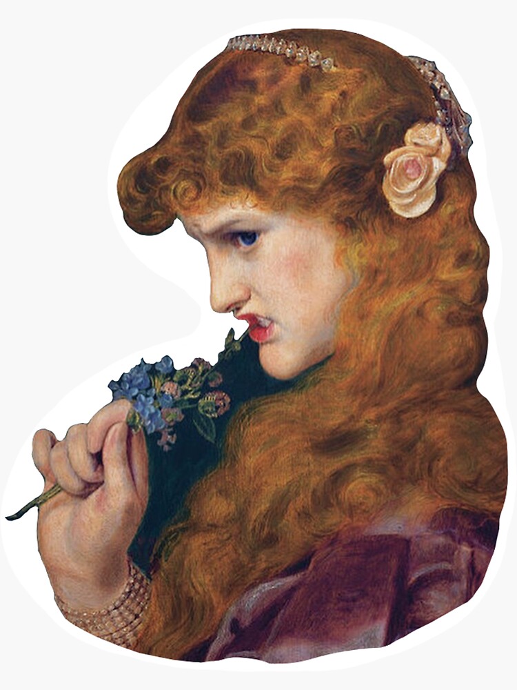 "Young Lady Biting a Flower" Sticker for Sale by ruthierue | Redbubble