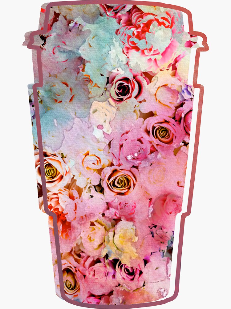 "Floral Coffee Cup" Sticker by sweetslay | Redbubble