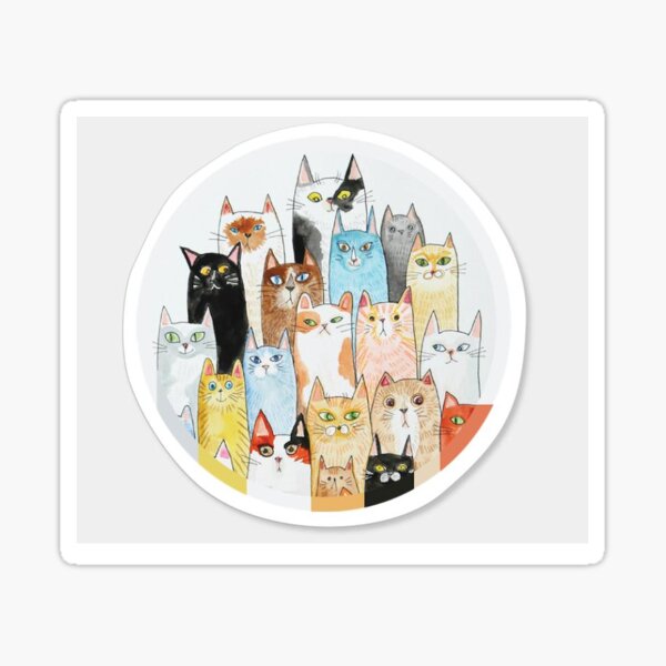 "Cat Party " Sticker for Sale by Brendabear | Redbubble