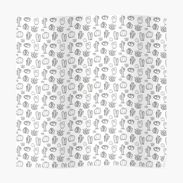 "Succulent Repeating Pattern • Cartoon Line Drawing" Poster by CirylXD ...