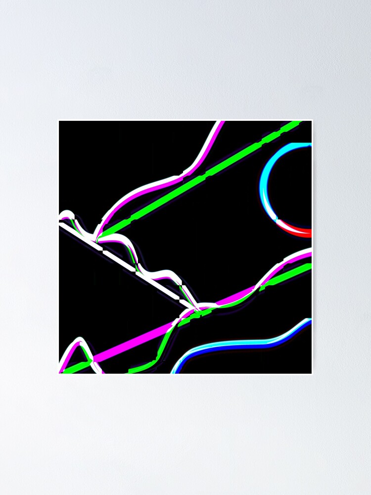 "Modern neon abstract line art on black background" Poster by ...