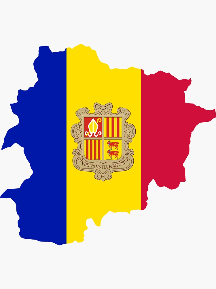 "andorra country flag map colourfull " Sticker by rashadat | Redbubble