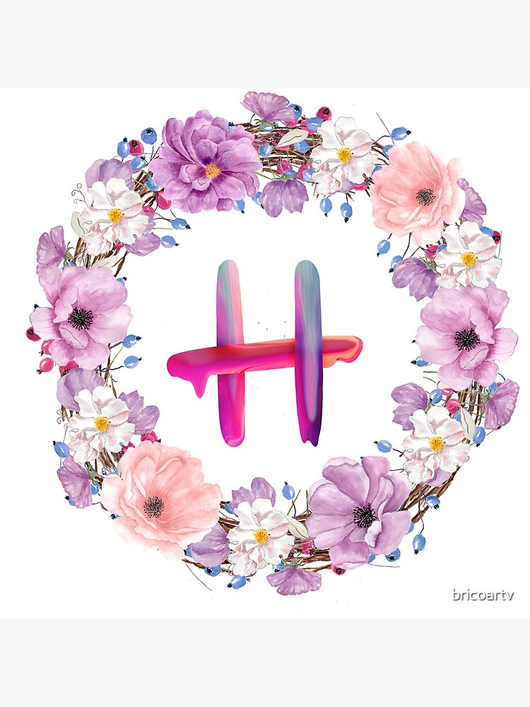 " Floral Initial Wreath Monogram H" Poster by bricoartv | Redbubble