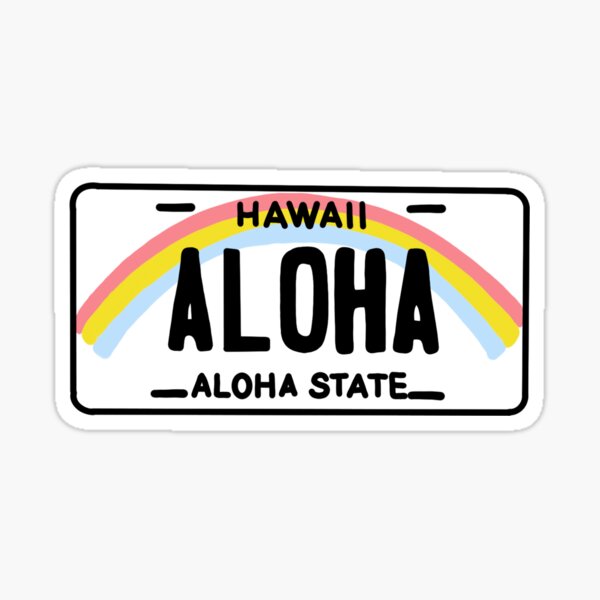 "aloha license plate " Sticker for Sale by juliax23 | Redbubble