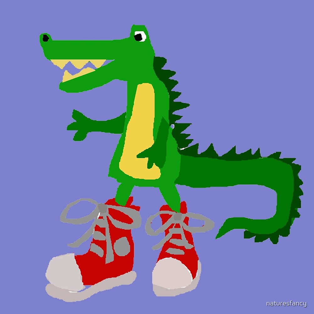 "Funky Cool Alligator in Red High Tops" by naturesfancy | Redbubble