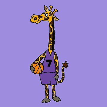 "Cool Funky Giraffe Holding Basketball Art" Sticker for Sale by ...