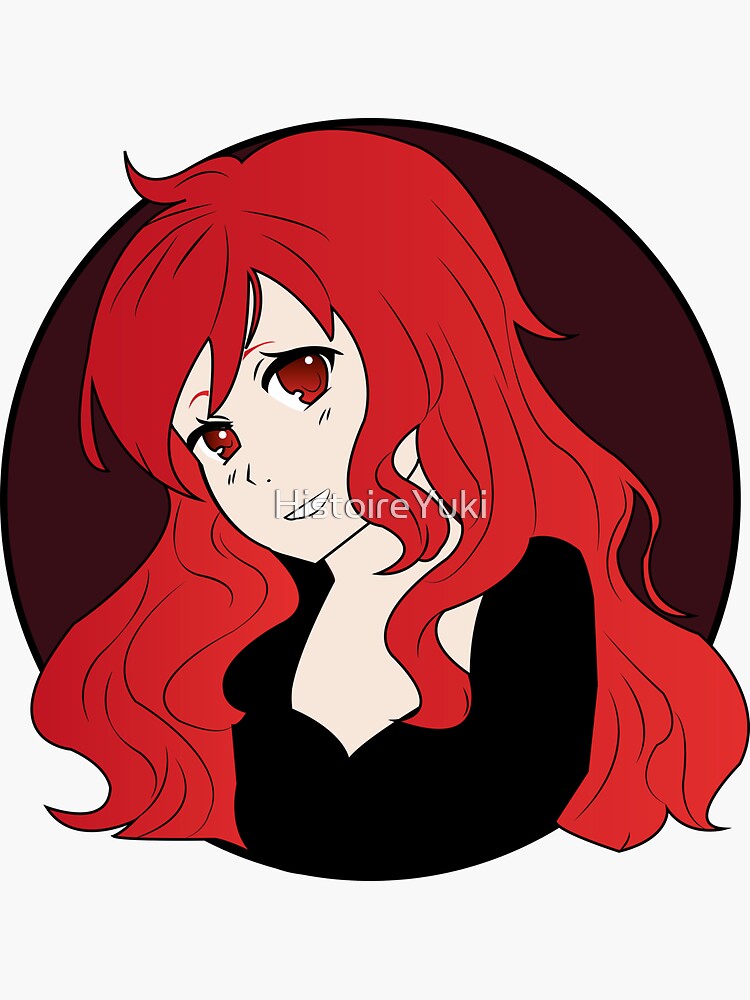 "Red anime girl" Sticker for Sale by HistoireYuki | Redbubble