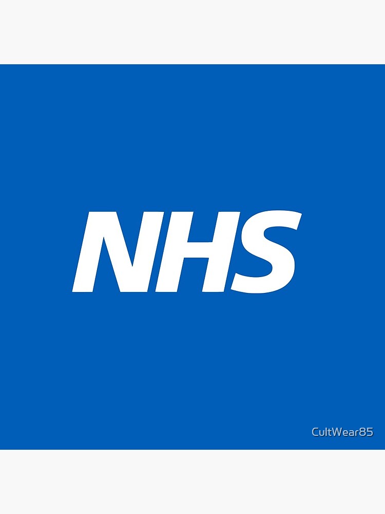 "NHS Logo with blue background" Pin for Sale by CultWear85 | Redbubble
