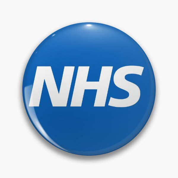 "NHS Logo with blue background" Pin for Sale by CultWear85 | Redbubble