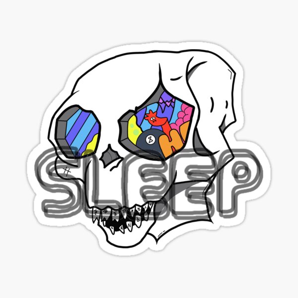 "SLEEP Skull Design" Sticker by jrsanddoodle123 | Redbubble