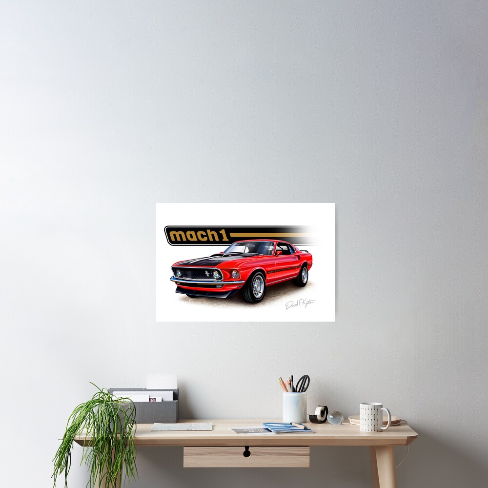 "1969 Mustang Mach 1 in Red" Poster for Sale by davidkyte | Redbubble
