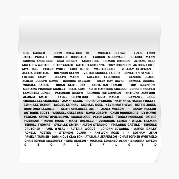 "say their names list" Poster by sigma-d | Redbubble