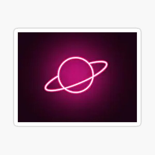 "NEON SIGN Square Pink Planet Sticker" Sticker by ssnappy | Redbubble