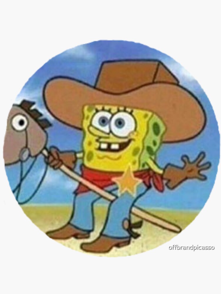 "Spongebob Cowboy Sticker" Sticker for Sale by offbrandpicasso | Redbubble
