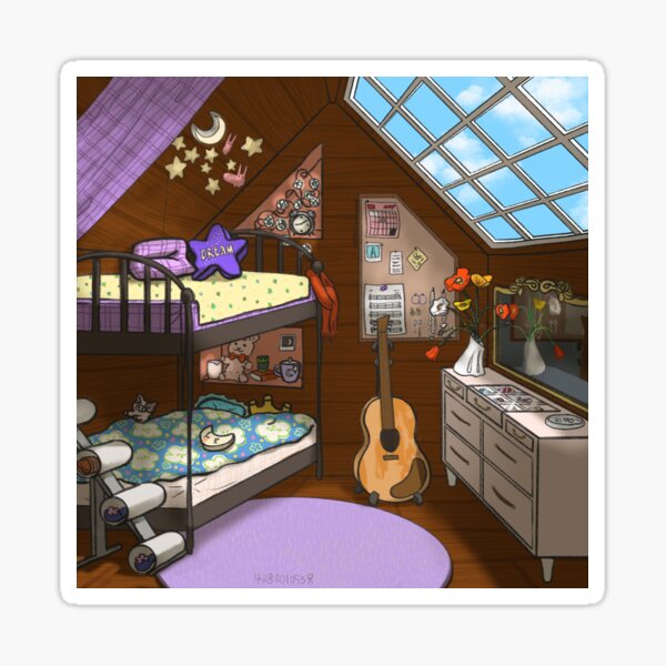 "Attic Bunk Bedroom" Sticker for Sale by zzzzkid | Redbubble