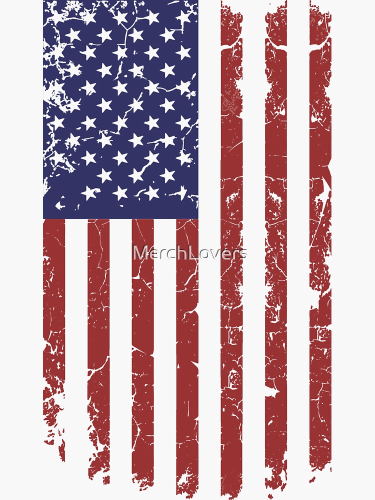 "Vertical American Flag of United States Distressed" Sticker by ...
