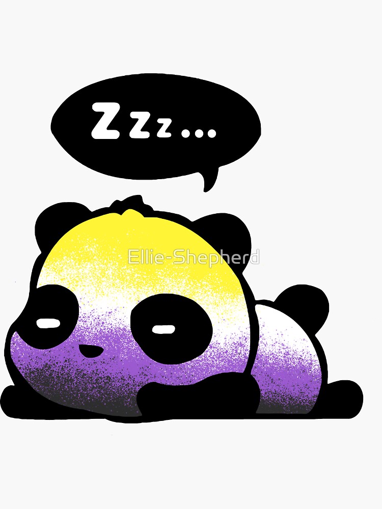 "Non Binary sleepy panda " Sticker by Ellie-Shepherd | Redbubble